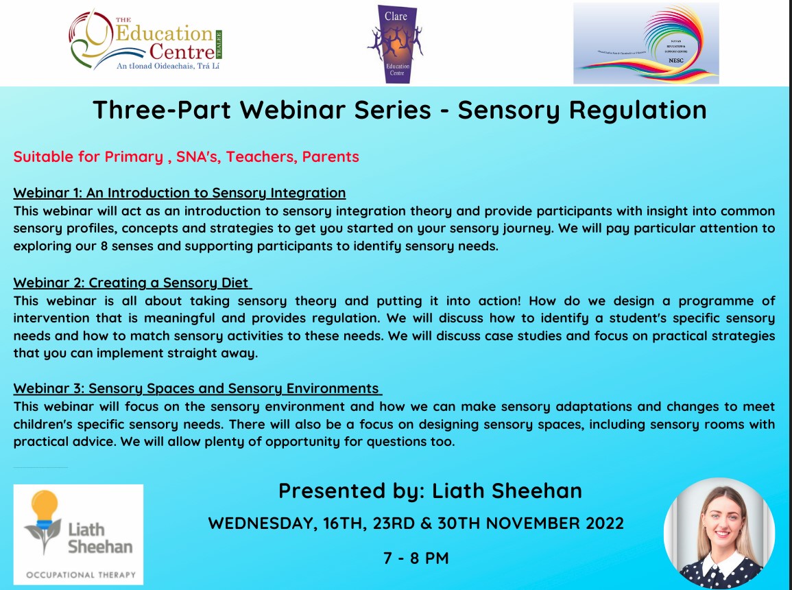 AUT22-196 Three-Part Webinar Series - Sensory Regulation-Primary - Navan Education Centre ...