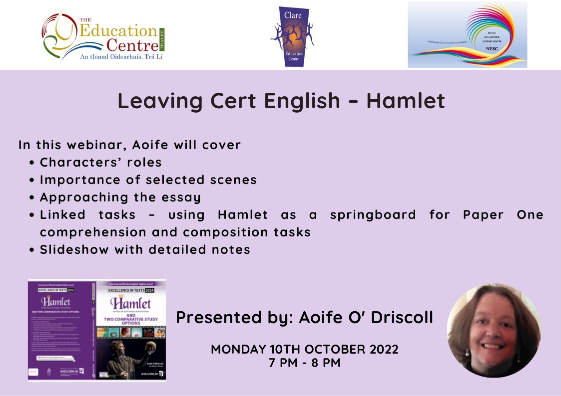 AUT22-180 Leaving Cert English – Hamlet-Post Primary - Navan Education Centre Teacher CPD Courses