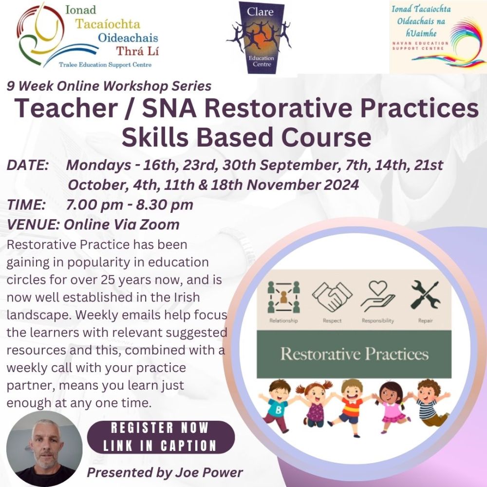 SP24-107 9 Week Teacher / SNA Restorative Practices Skills Based Course ...